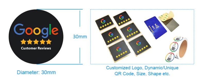 Custom Printing NFC Sticker Ntag213 Google Review Sticker
