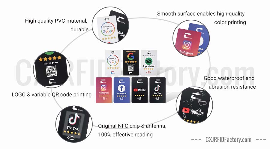 Wholesale Custom NFC Tag QR Code Card for Google Review
