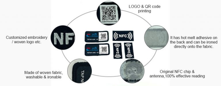Custom Clothing Tag NFC And QR Code Iron-On Woven Patch