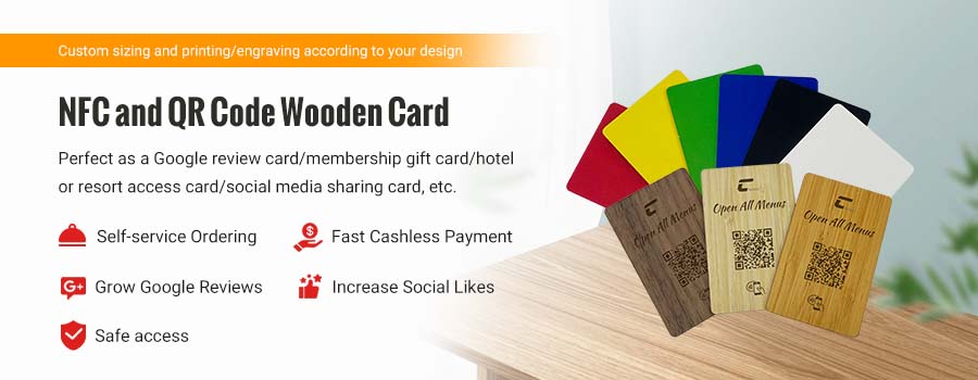 Wholesale Bamboo NFC Cards Color Wooden Cards with QR Code